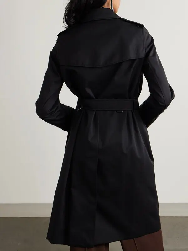 Burberry Kensington Long Organic Cotton-gabardine Trench Coat - Black