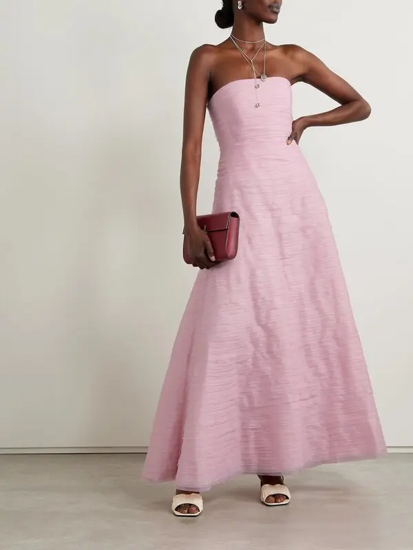 Aje Soundscape Strapless Layered Chiffon Gown