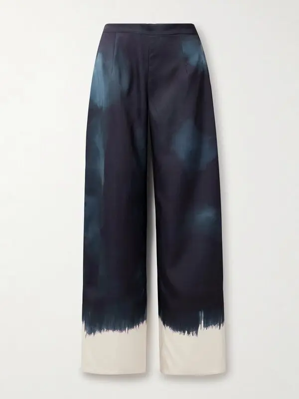 DIMA AYAD Tie-dyed Satin-twill Wide-leg Pants