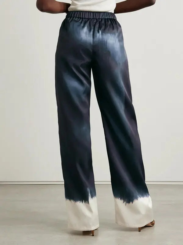DIMA AYAD Tie-dyed Satin-twill Wide-leg Pants