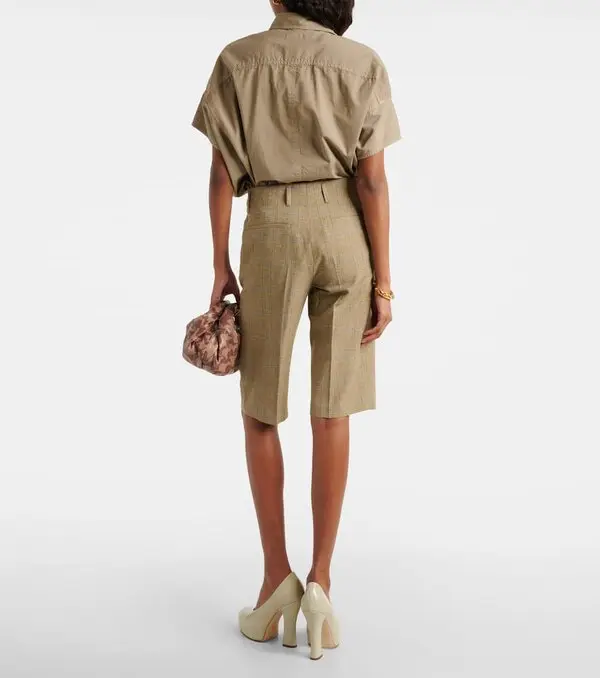 Dries Van Noten Checked Bermuda Shorts - Beige