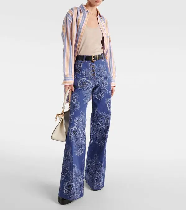 Etro Floral High-rise Flared Jeans