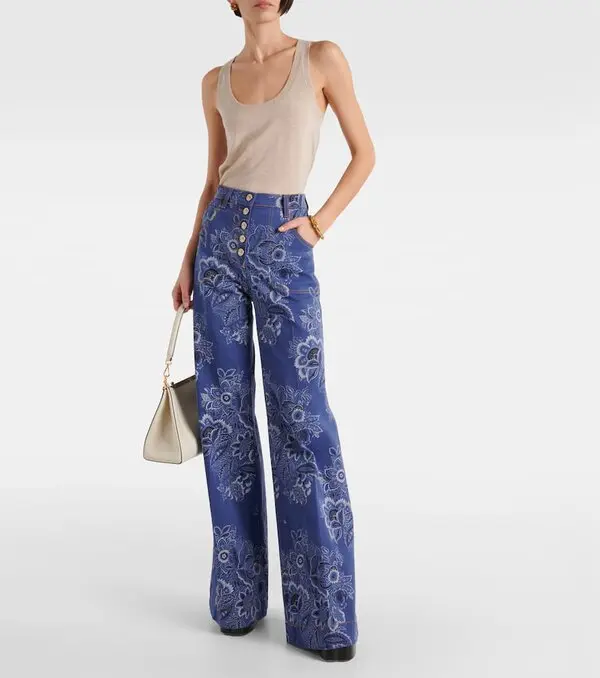 Etro Floral High-rise Flared Jeans