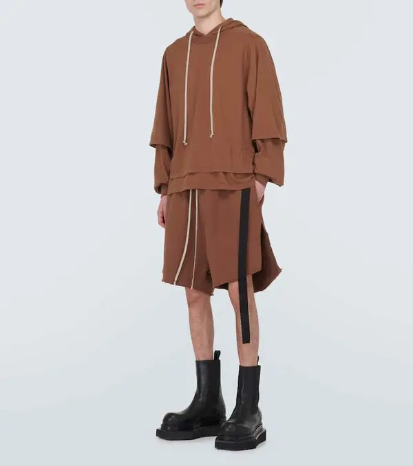 Rick Owens Cotton Jersey Shorts - Brown