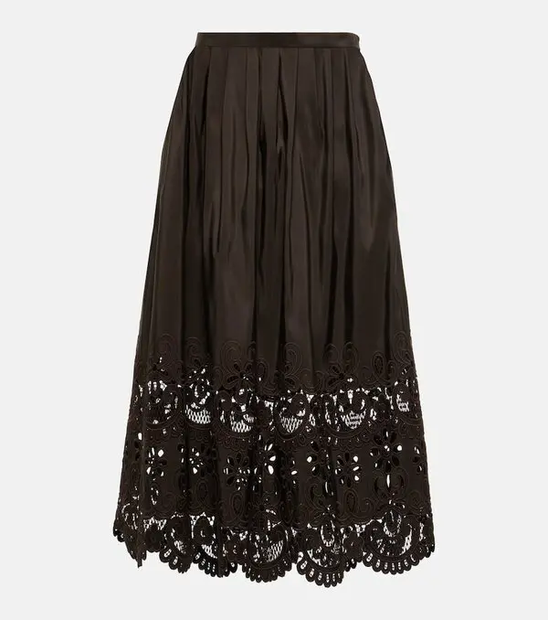 Valentino Garavani Broderie Anglaise Silk Midi Skirt