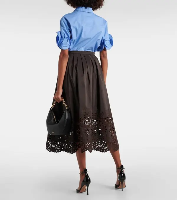 Valentino Garavani Broderie Anglaise Silk Midi Skirt