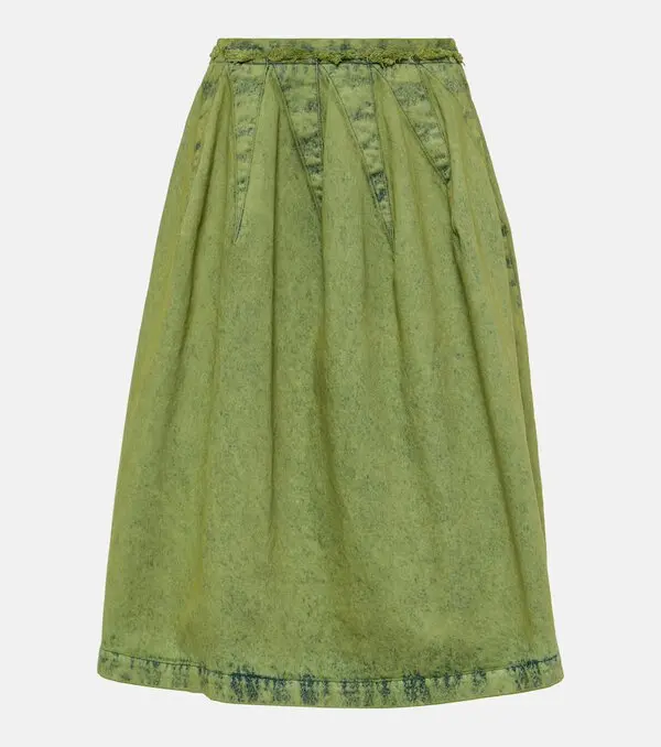 Marni Pleated Denim Midi Skirt