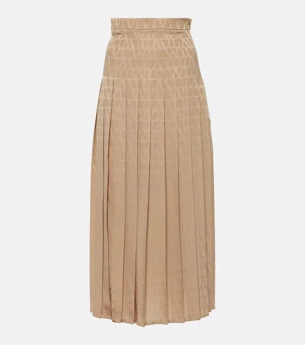 Valentino Garavani Toile Iconographe Pleated Midi Skirt - Pink