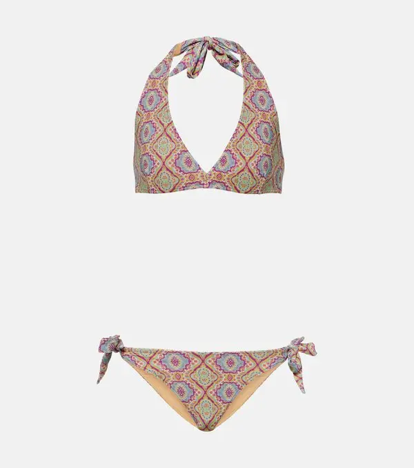 Etro Printed Halterneck Bikini - Blue