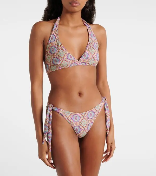Etro Printed Halterneck Bikini - Blue