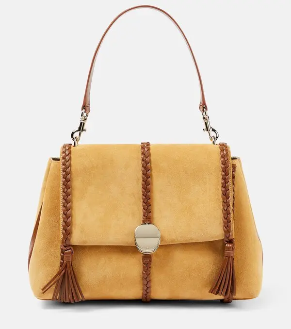 Chloé Penelope Medium Suede Shoulder Bag - Gold