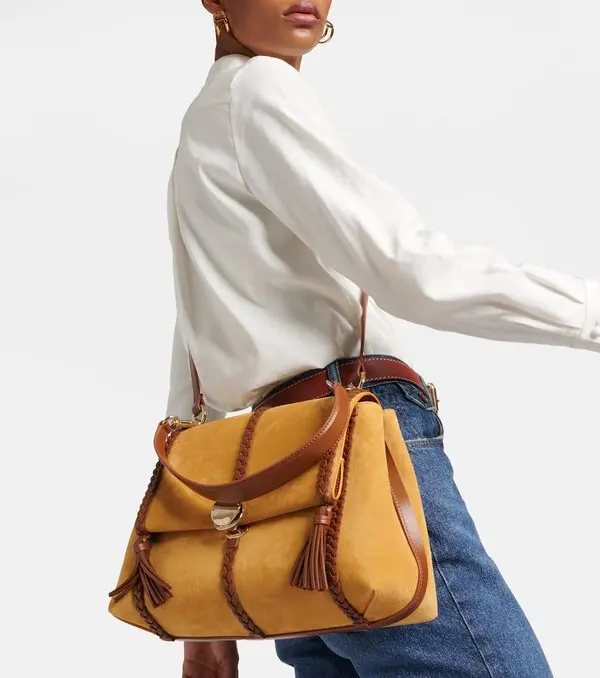 Chloé Penelope Medium Suede Shoulder Bag - Gold