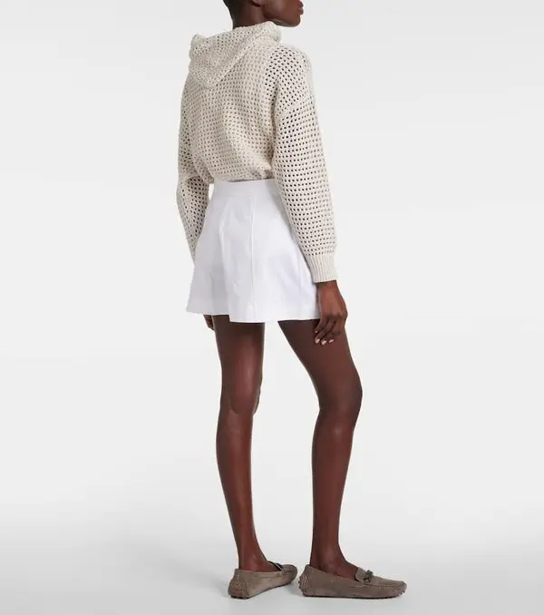 Brunello Cucinelli Pleated Cotton Shorts - White