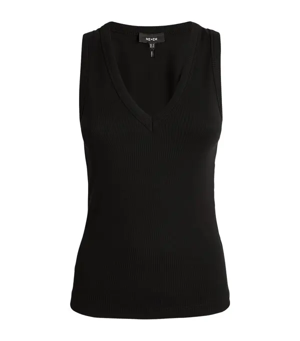 ME+EM V-neck Ribbed Tank - Black