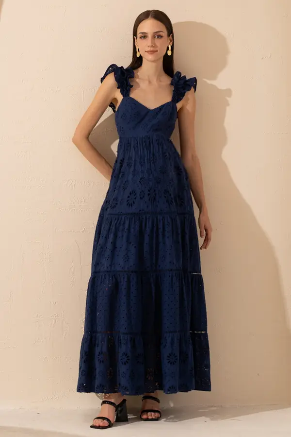 Yumi Kim Preston Cotton Eyelet Dress - Navy | Editorialist