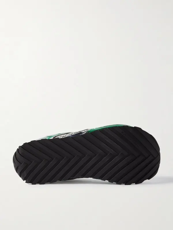 Bottega Veneta Orbit Metallic Rubber And Mesh Sneakers - Green