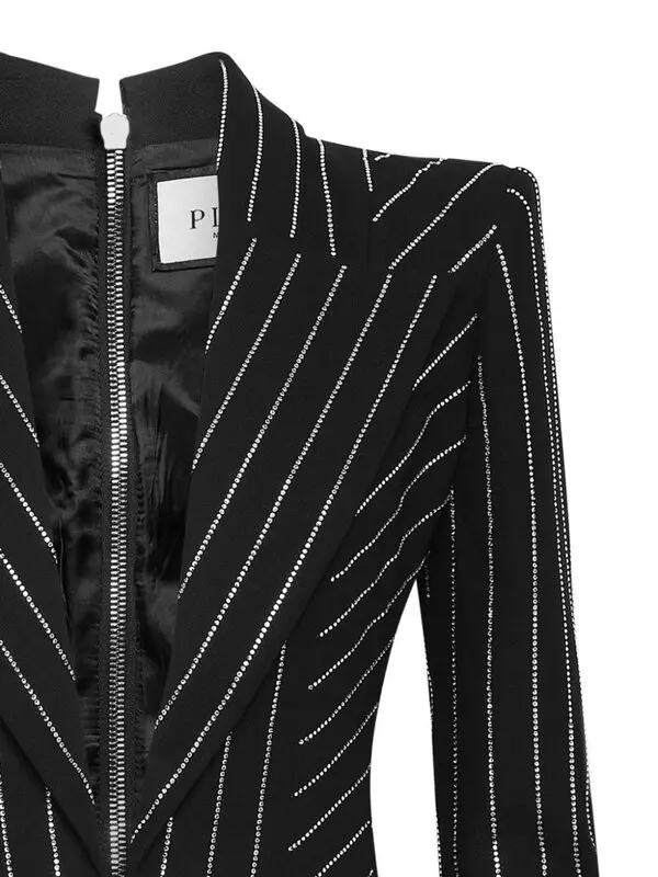 Philipp Plein Crystal-embellished Pinstripe Mini Dress