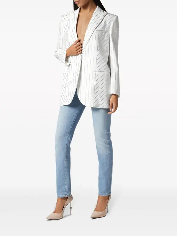 Philipp Plein Crystal-pinstripe Cady Blazer