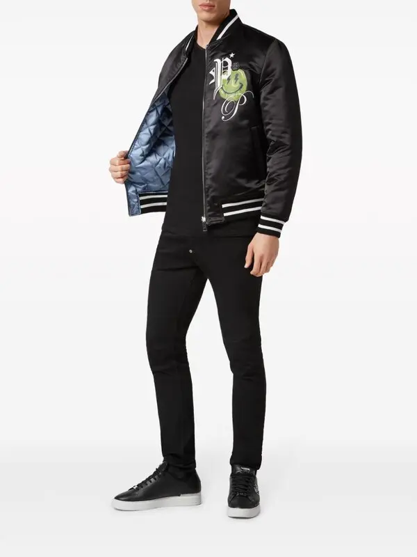 Philipp Plein Logo-print Satin Bomber Jacket