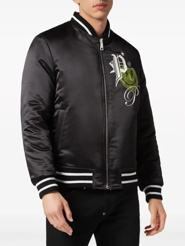 Philipp Plein Logo-print Satin Bomber Jacket
