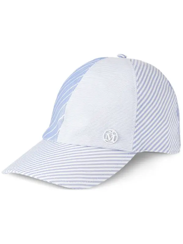 MAISON MICHEL Striped Cotton Cap - Blue
