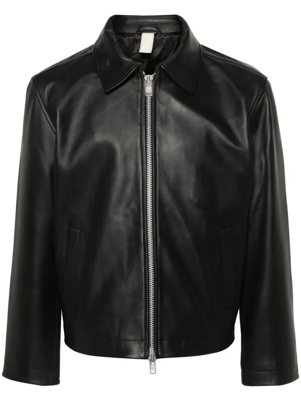 SUNFLOWER Zip-up Leather Jacket - Black