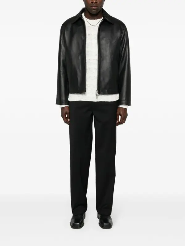 SUNFLOWER Zip-up Leather Jacket - Black