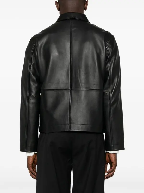 SUNFLOWER Zip-up Leather Jacket - Black