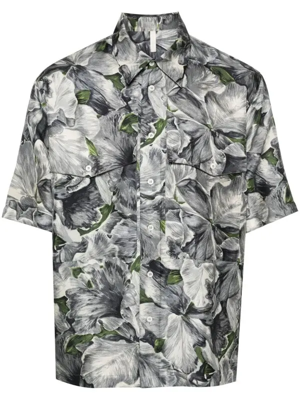 SUNFLOWER Floral-print Bowling Shirt