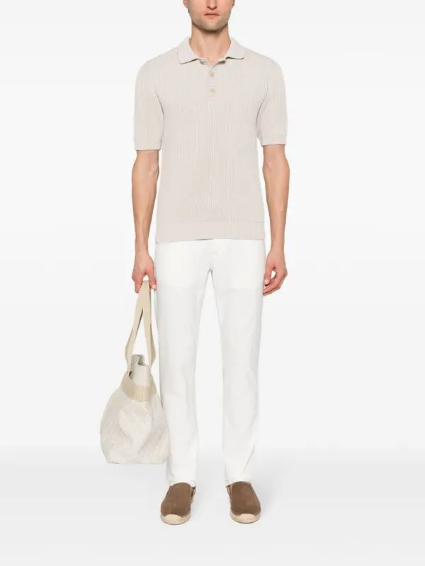 Eleventy Jersey Cotton-blend Trousers - White