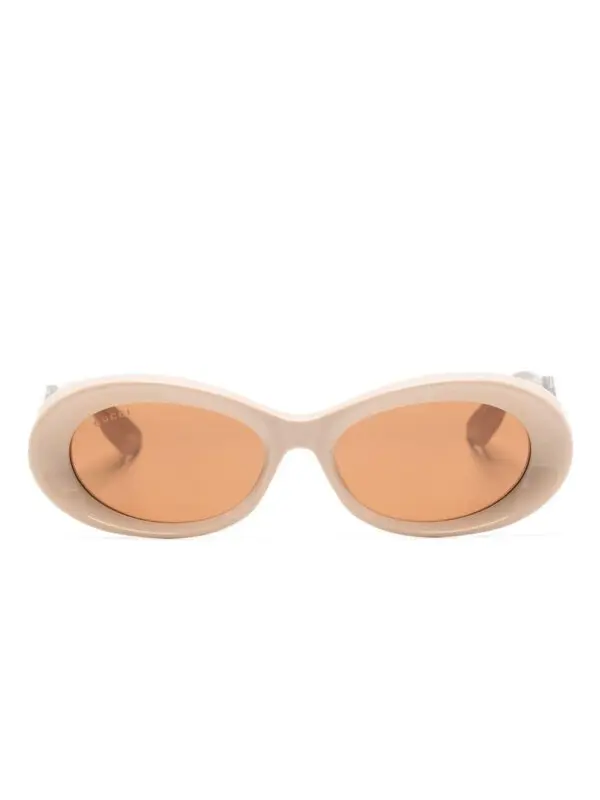 Gucci Oval-frame Sunglasses - Neutrals