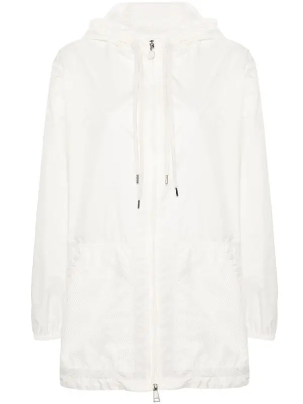 Moncler Mesh-panel Hooded Jacket - White