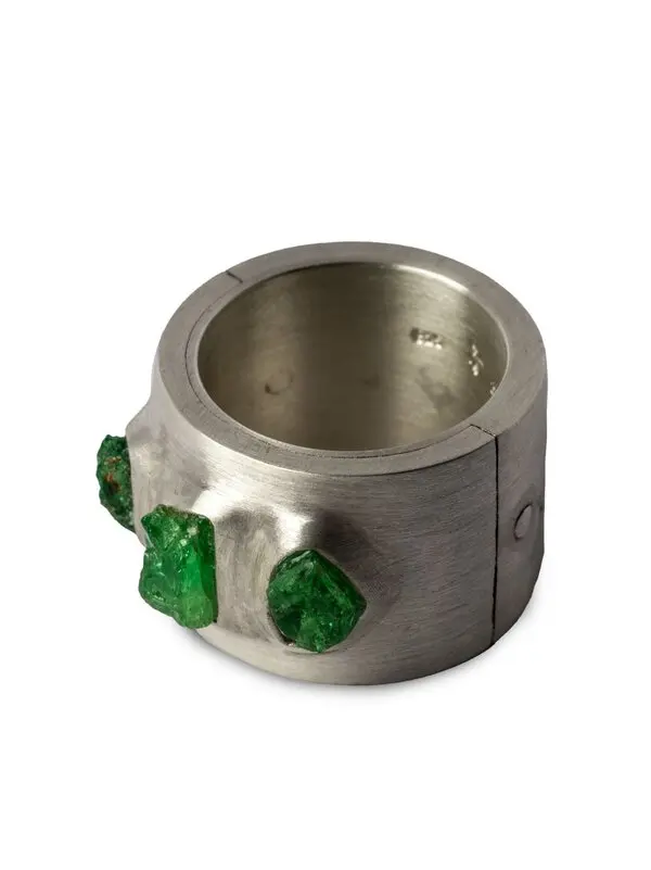 PARTS OF FOUR Sistema Garnet Sterling Wide Ring