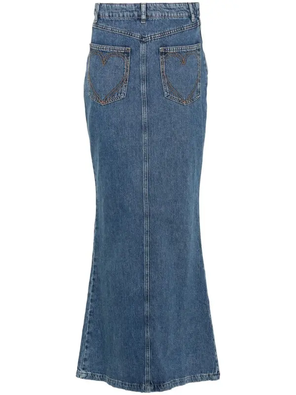 Moschino Logo-appliqué Denim Maxi Skirt