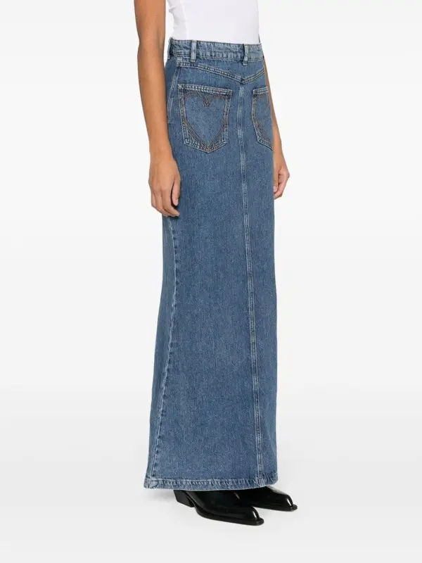 Moschino Logo-appliqué Denim Maxi Skirt