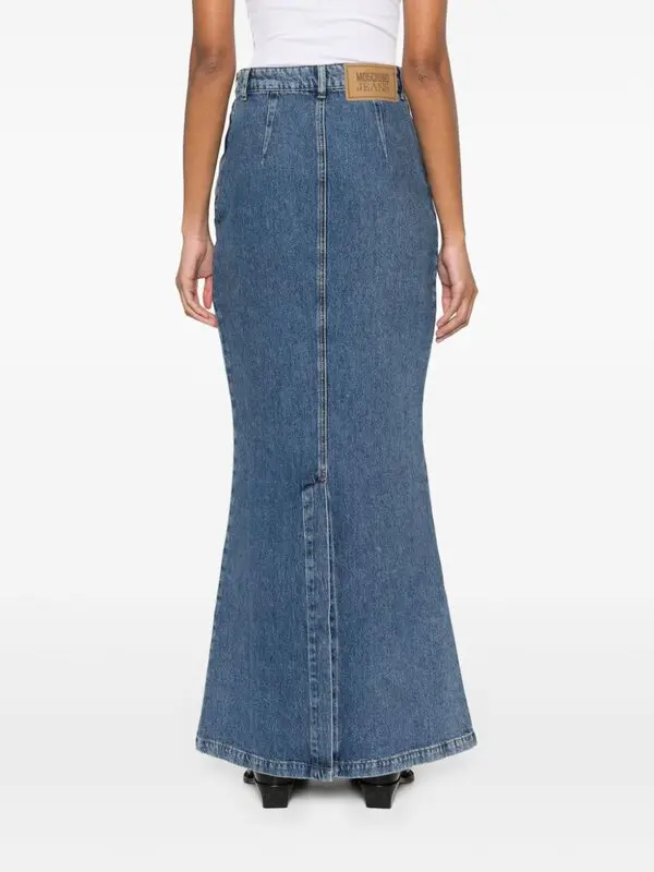 Moschino Logo-appliqué Denim Maxi Skirt