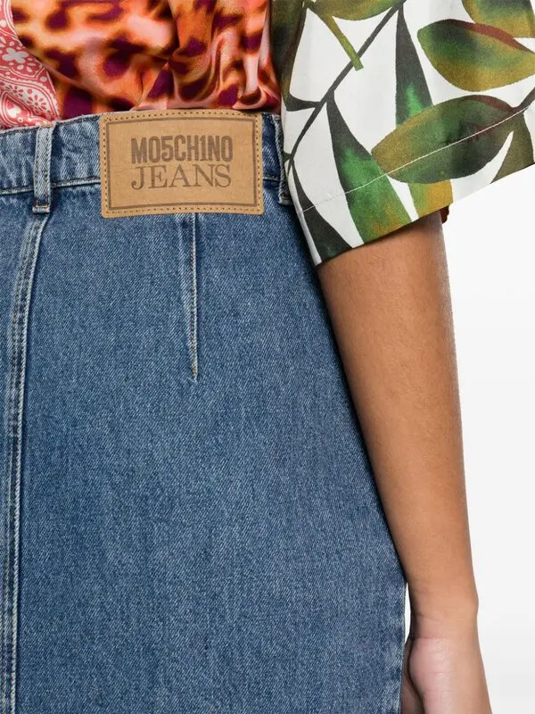 Moschino Logo-appliqué Denim Maxi Skirt
