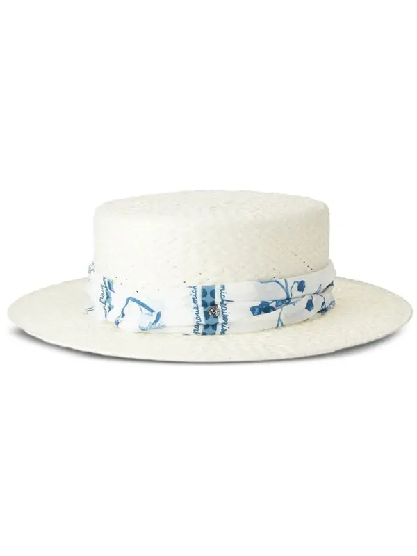 MAISON MICHEL Kiki Straw Boater Hat - White