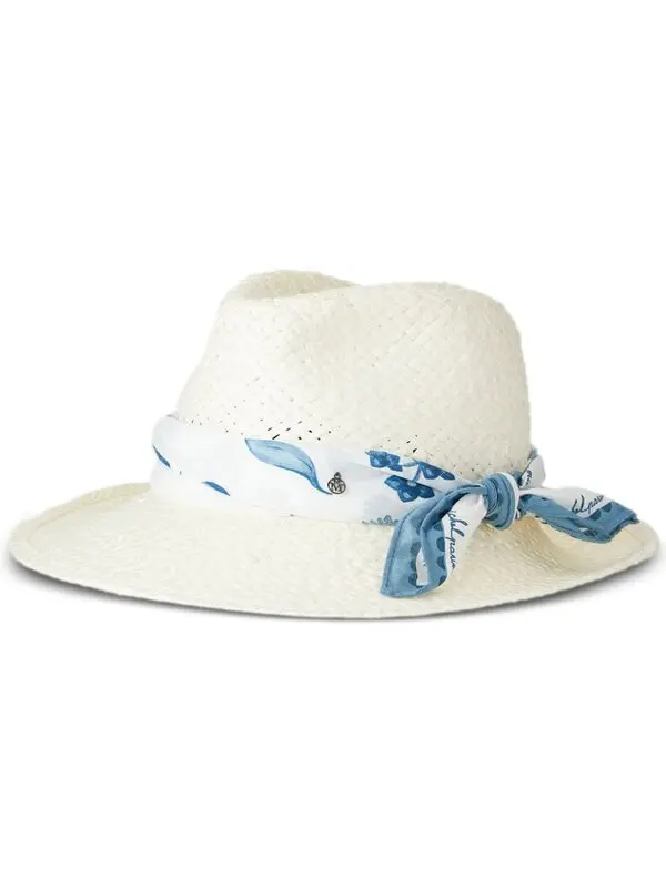 MAISON MICHEL Kate Straw Fedora - White