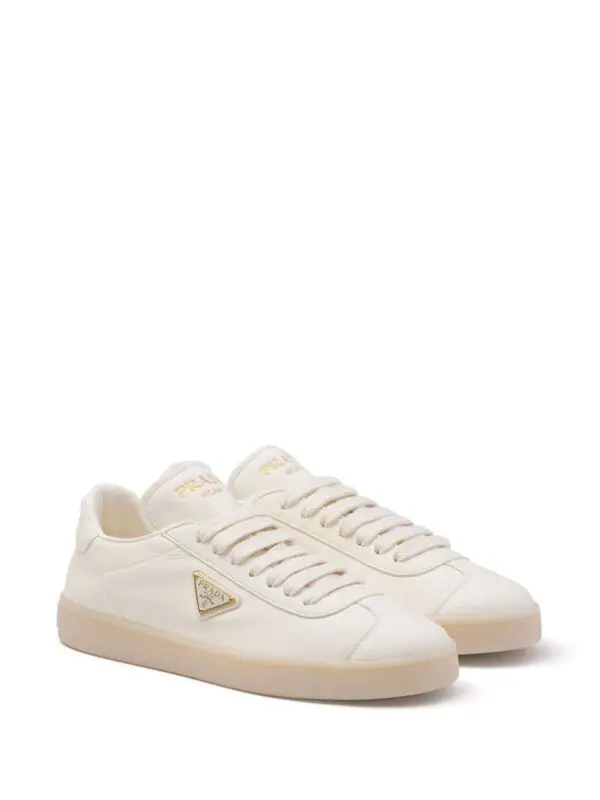 Prada Triangle-logo Leather Sneakers - Neutrals