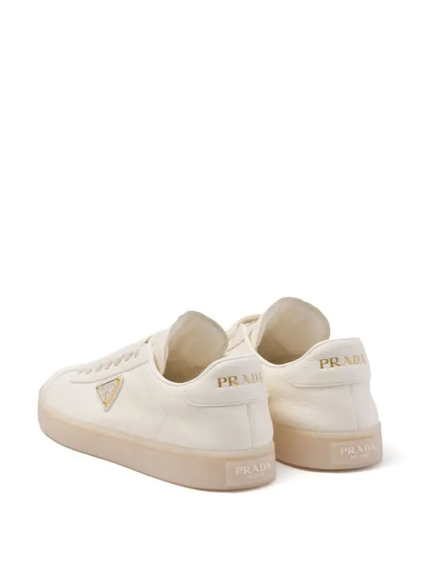 Prada Triangle-logo Leather Sneakers - Neutrals