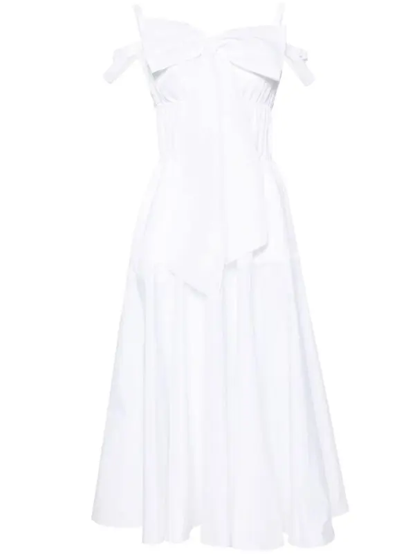 PATOU Bow-detail Cocktail Midi Dress - White