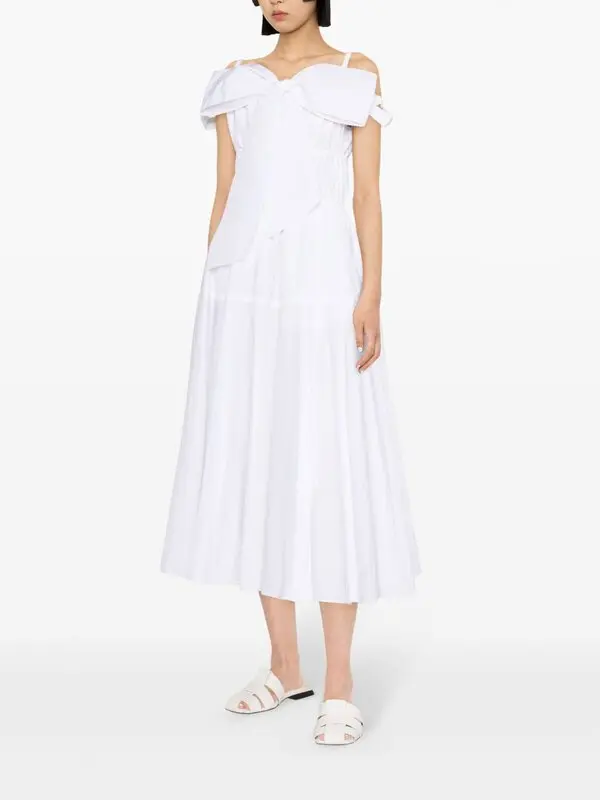 PATOU Bow-detail Cocktail Midi Dress - White