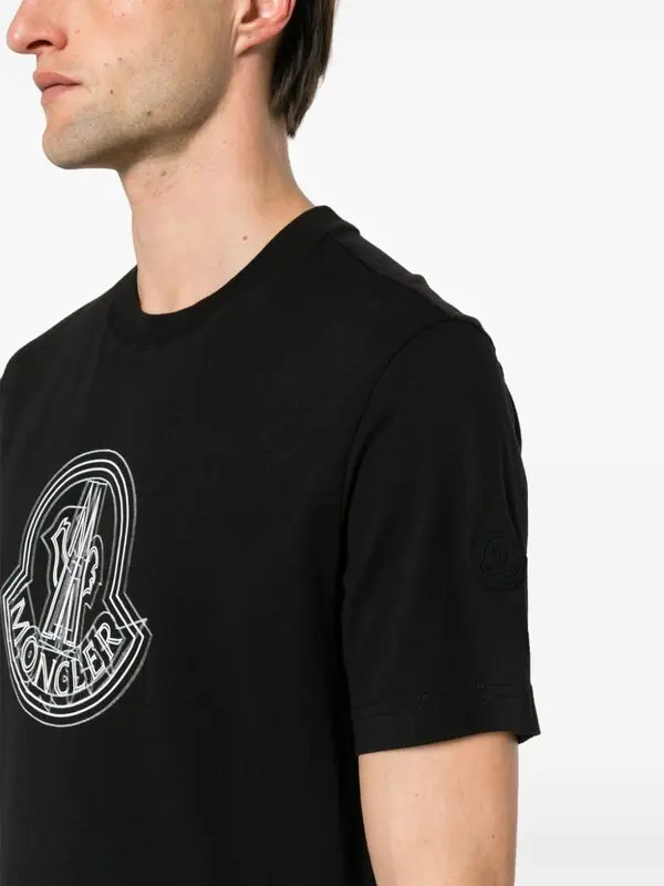 Moncler Logo-Print Cotton T-Shirt - Black | Editorialist