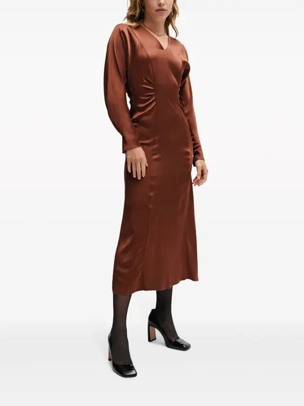 BOSS V-neck Satin Midi Dress