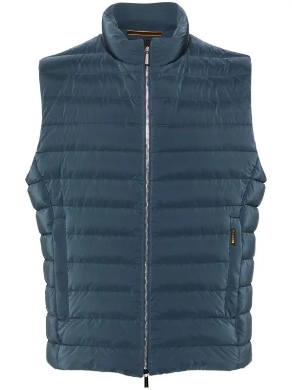 MOORER Stand-up Collar Padded Gilet - Blue
