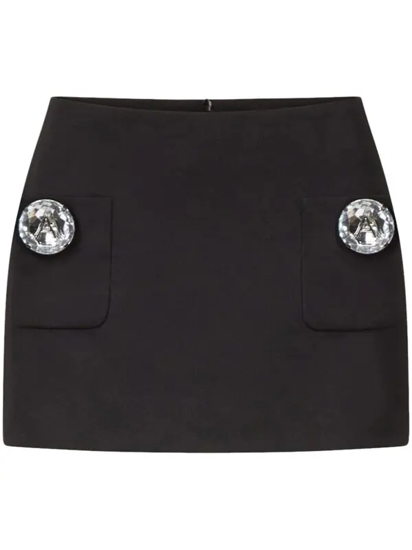 AREA Crystal-embellished Wool Mini Skirt