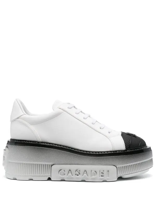 Casadei Nexus Leather Platform Sneakers - White