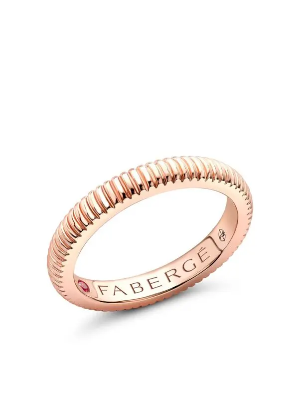 Faberge 18kt Rose Gold Ruby Ring - Pink