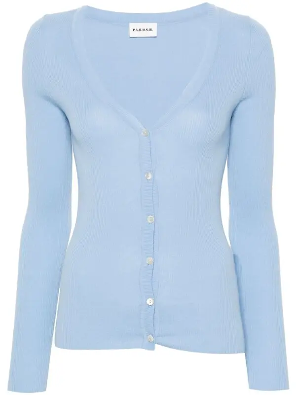 P.a.r.o.s.h Ribbed-knit Cardigan - Blue
